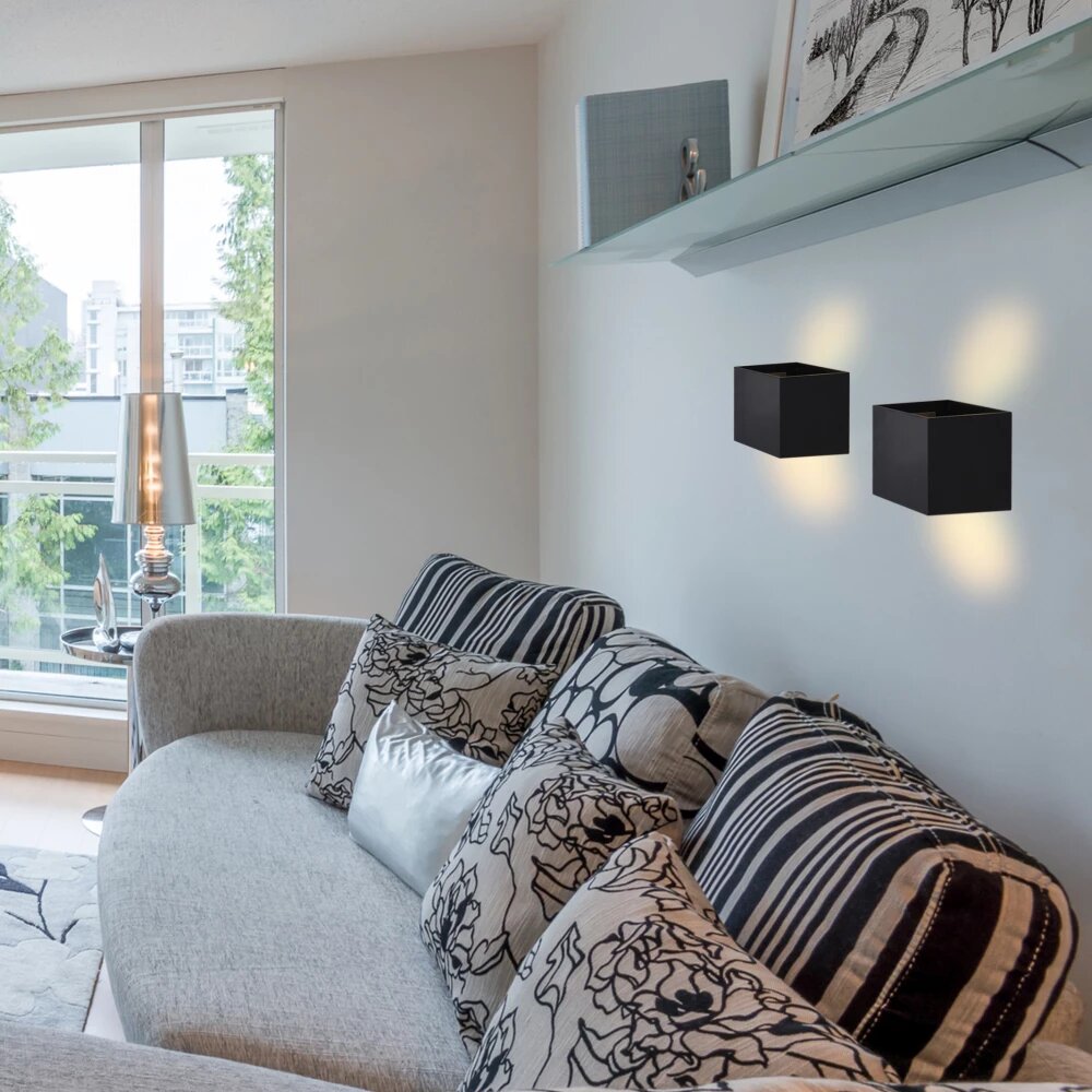 Настенный светодиодный светильник FW138 BK/S черный/песок LED 3000K 10W 100*100*100