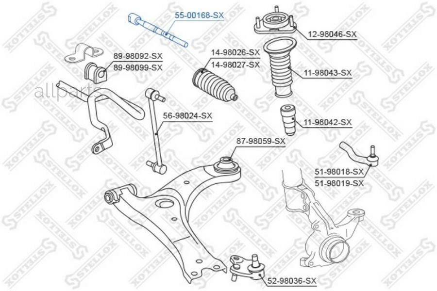 STELLOX 5500168SX тяга рулевая!\ Toyota Avensis AZT250 03>