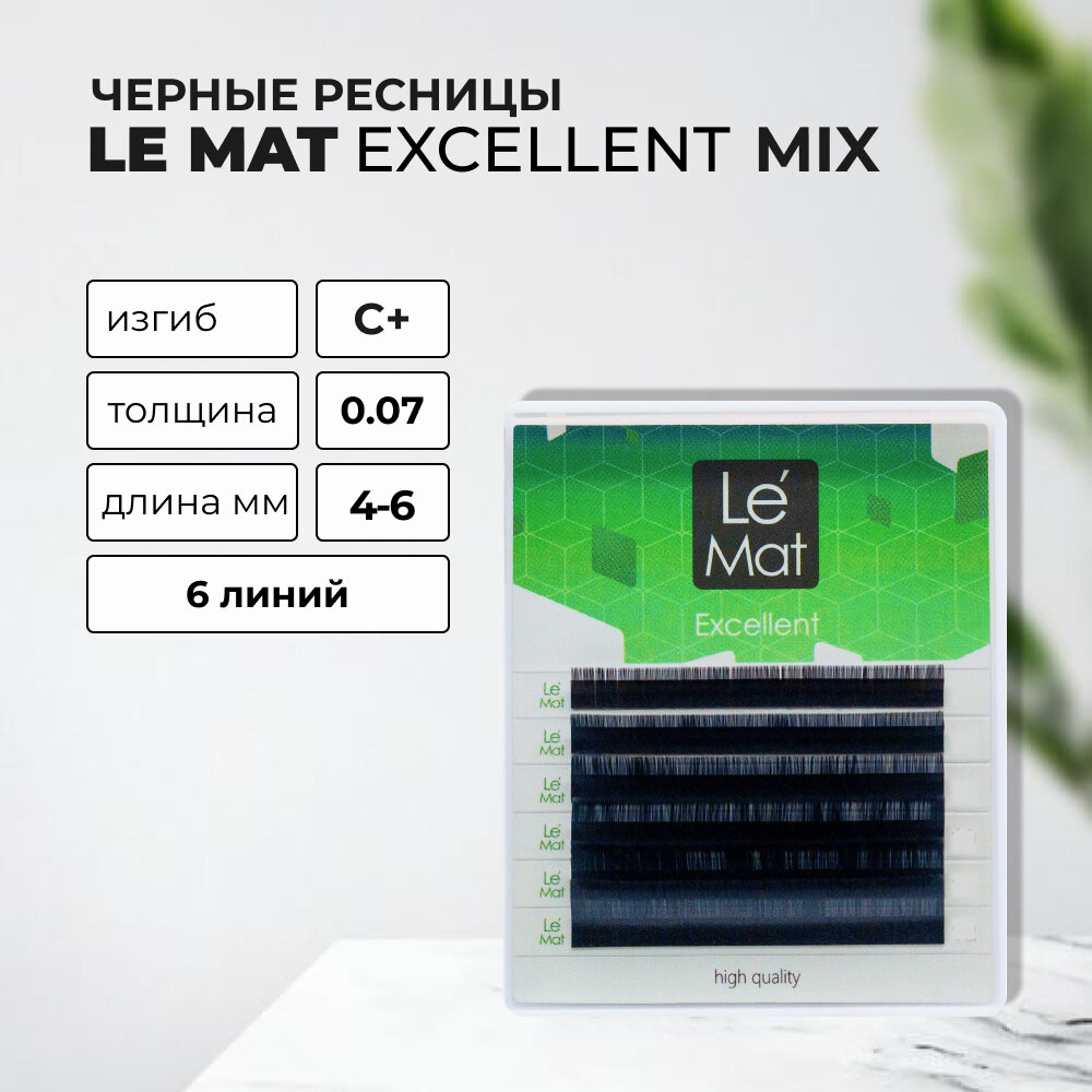 Ресницы черные Le Maitre Excellent 6 линий C+ 0.07 MIX 4-6 mm