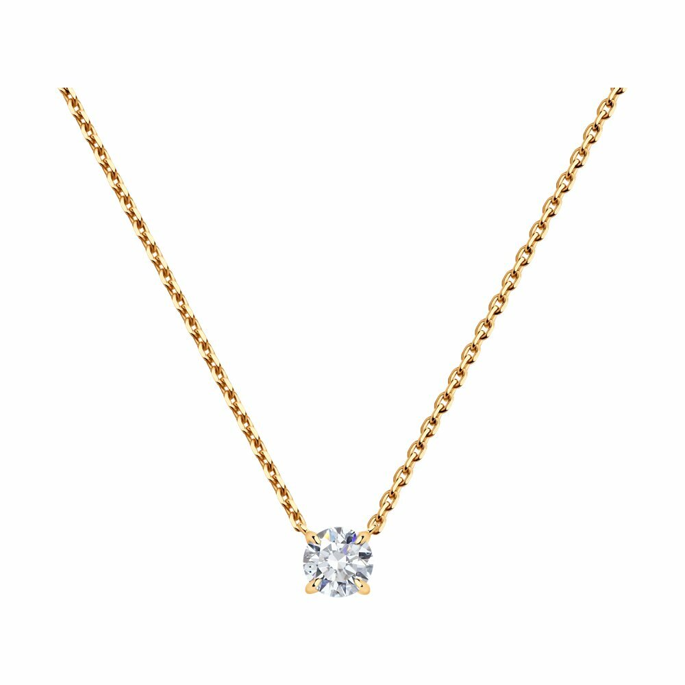 Колье, красное золото, 585 проба, рубин, бриллиант выращенный