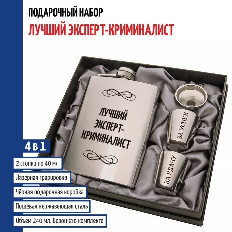 Набор "Лучший эксперт-криминалист" (фляжка, стопки, воронка)