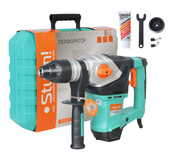 Перфоратор Sturm RH2517 SDS Plus (1700Вт, 5.5Дж, 4350уд/мин, кейс)