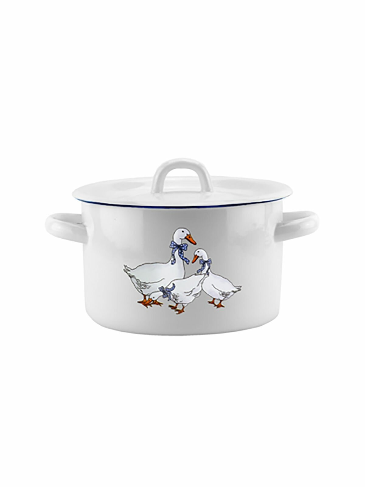 Кастрюля эмалированная Гуси, с крышкой, 2 л