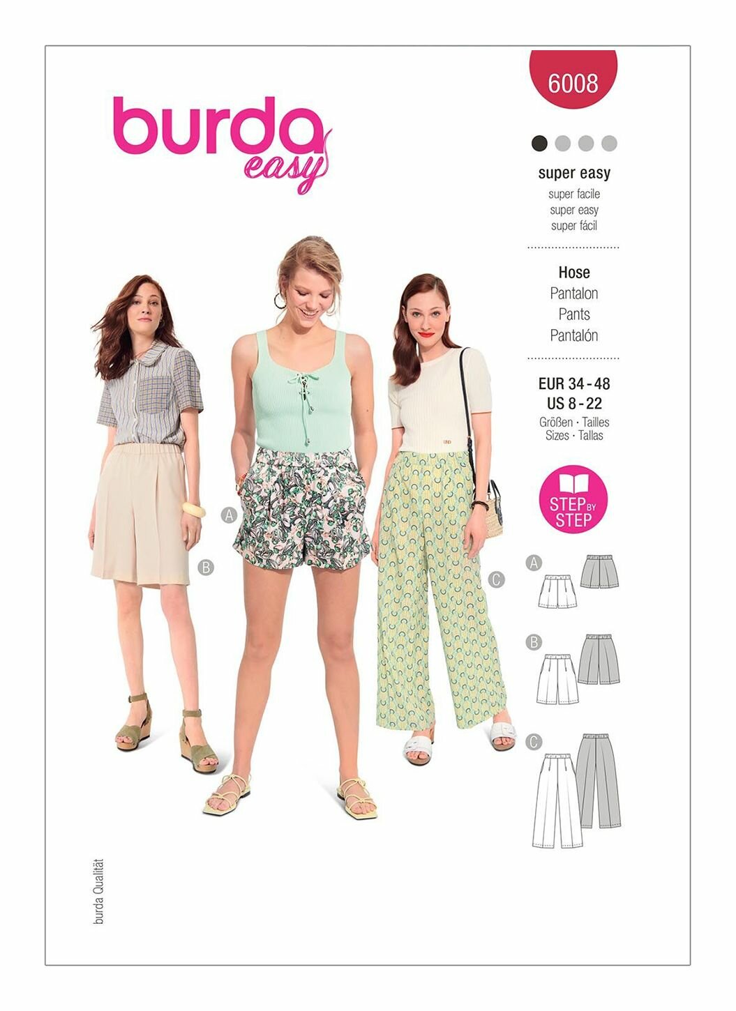 Выкройка BURDA №6008 Брюки, шорты