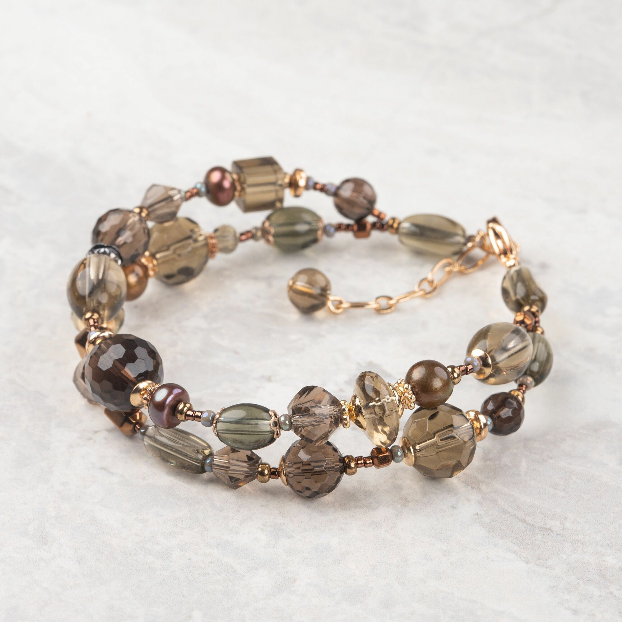 Браслет, раухтопаз, жемчуг культивированный