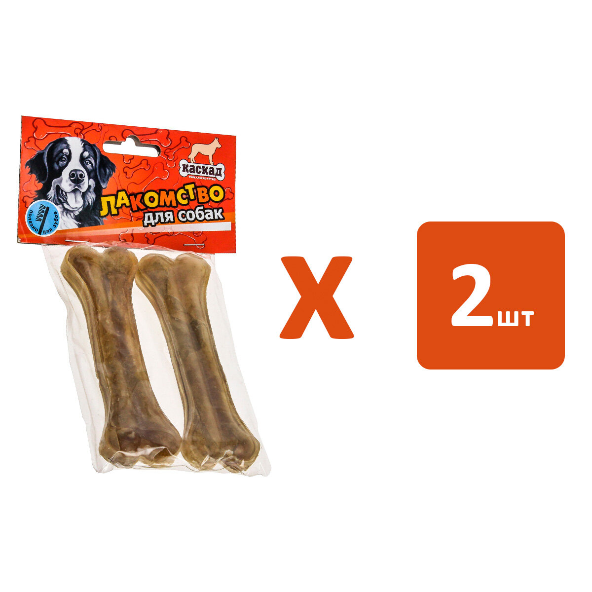 Лакомство каскад для собак кости из жил 13 см уп. 2 шт (90 гр х 2 шт)