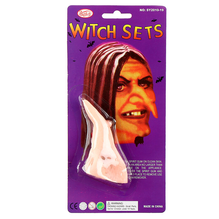 Прикол нос «Ведьмы», с бородавкой, светлый, на блистере