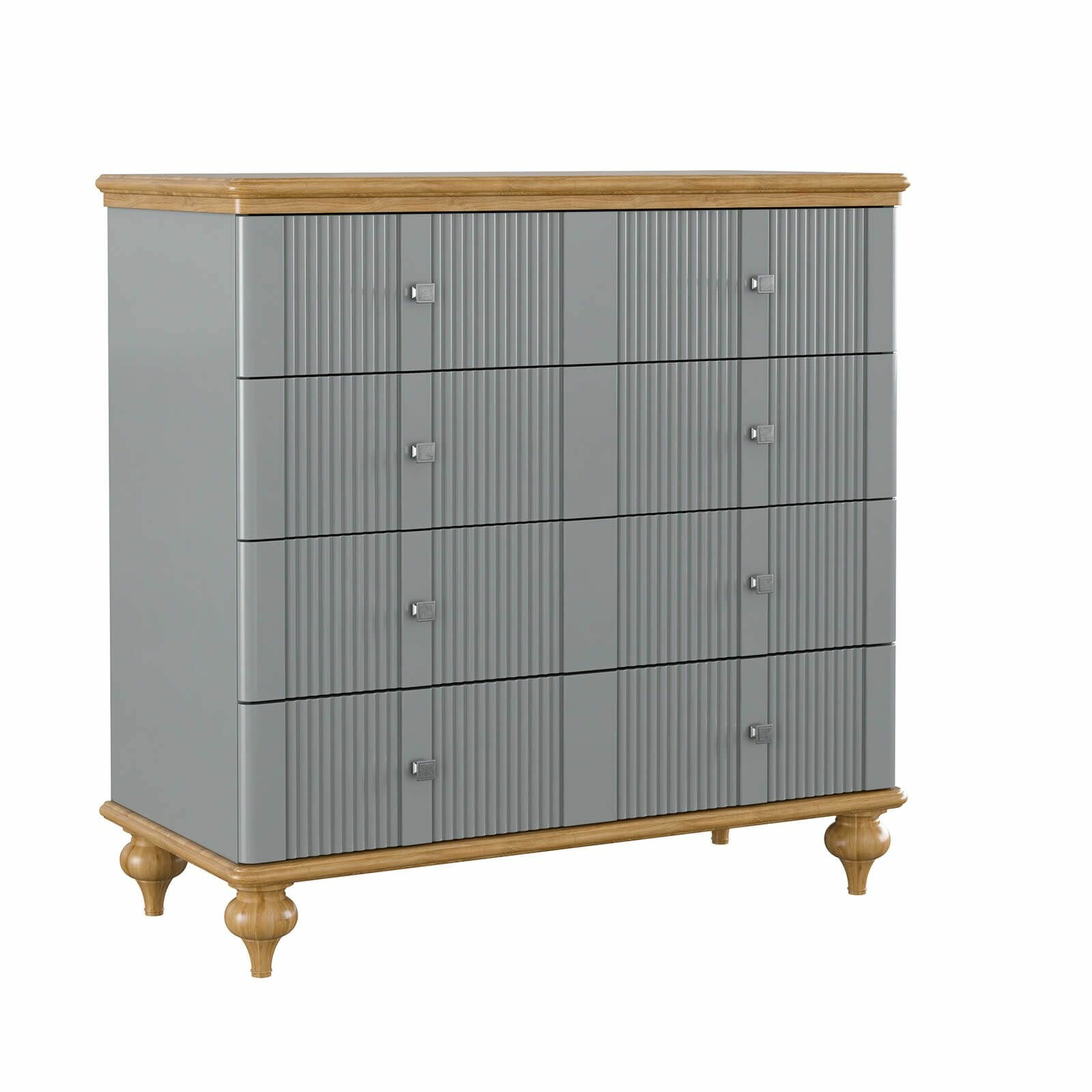 Комод ММЦ Гостиная Рандеву 04 (серый №7042+антик №24) из массива сосны