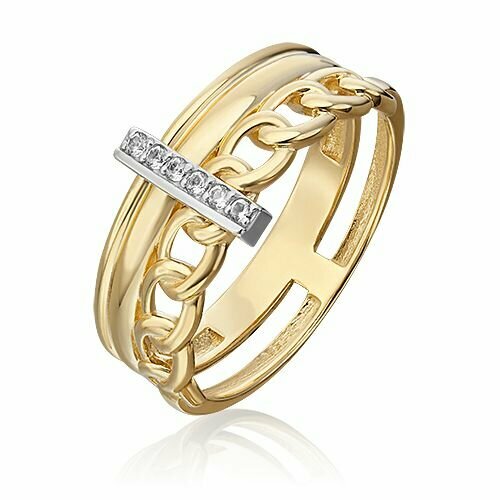 Кольцо, комбинированное золото, 585 проба, родирование, топаз