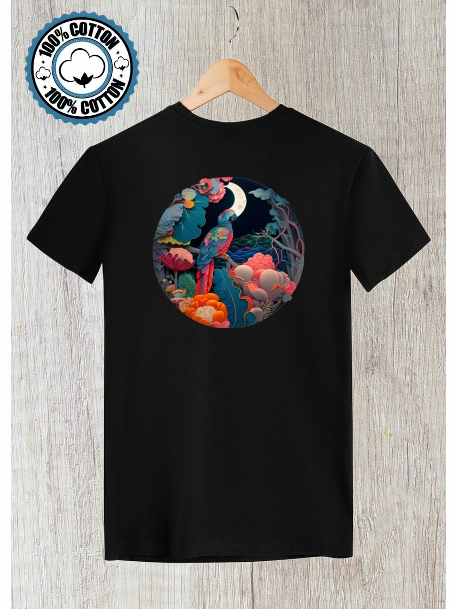 Футболка попугай деревья