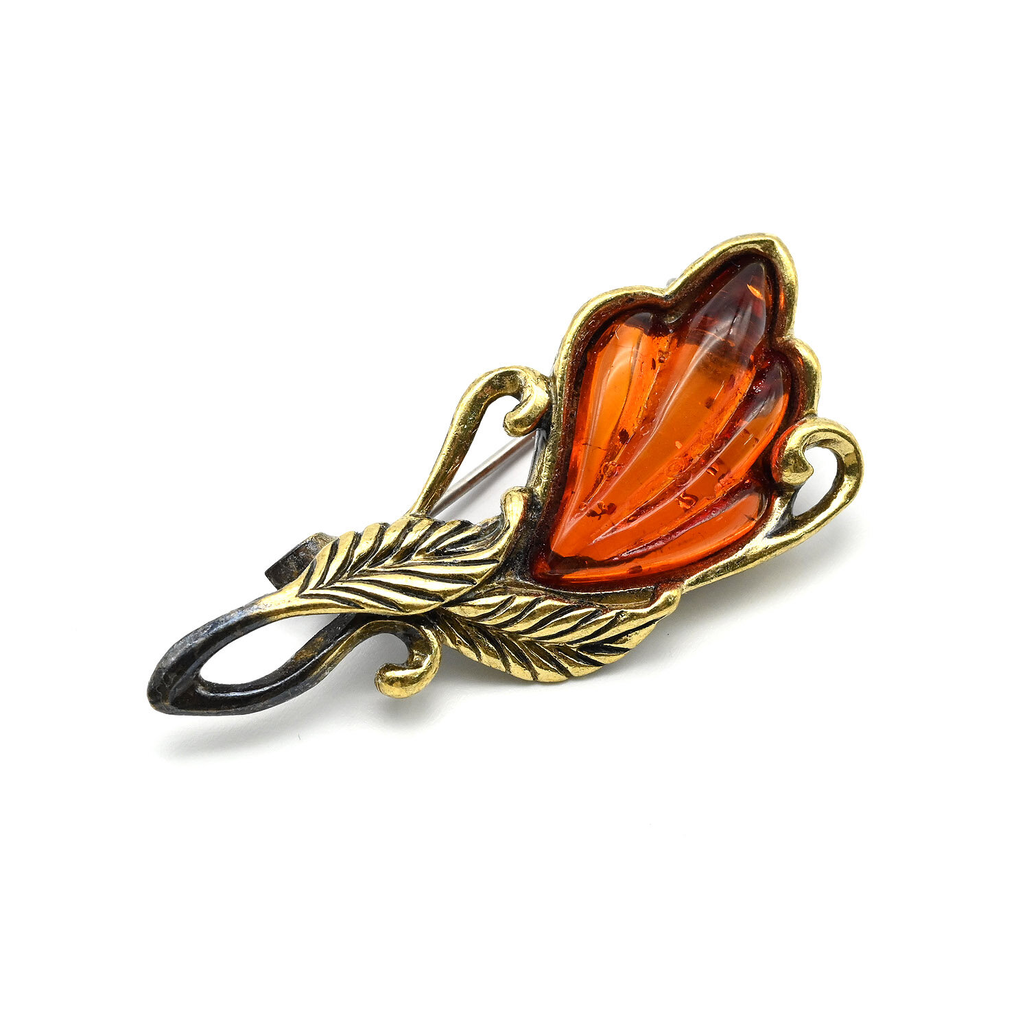 Брошь, янтарь