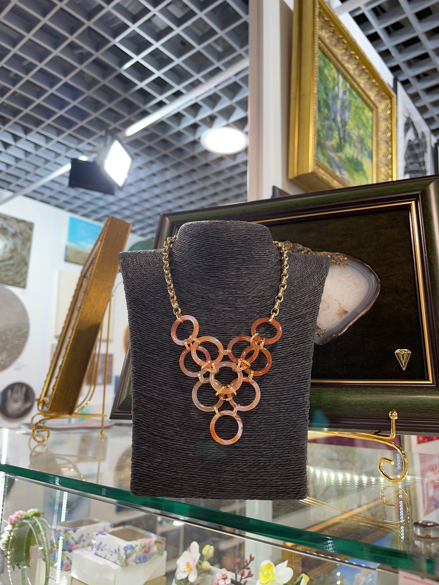 Колье Jewellery by Marina Orlova, агат, длина 47 см, коричневый — фото 1