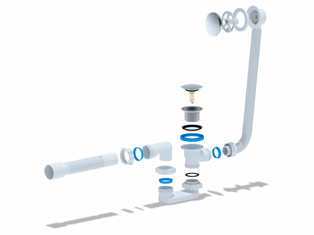 Сифон Ани для ванны с переливом кл-кл, плоский ЕС055G (грибок)