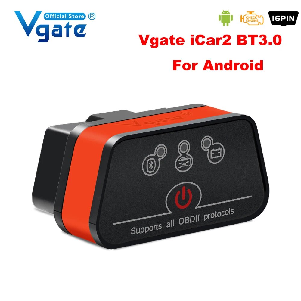 Диагностический Сканер Vgate iCar2 V2.2 OBD2 ELM327 С Wi-Fi И Bluetooth BT3.0 Orange