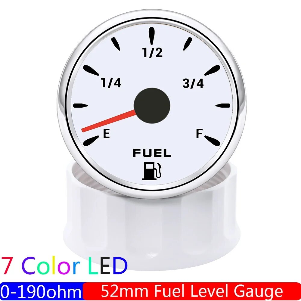 Изготовленный на заказ поплавковый датчик топлива 0-190 Ом + датчик уровня топлива, 7 цветов, авто, морской фургон, лодка, автомобиль, 2 дюйма, 52 мм, датчик уровня топливного бака, 12 В, 24 В Only Gauge