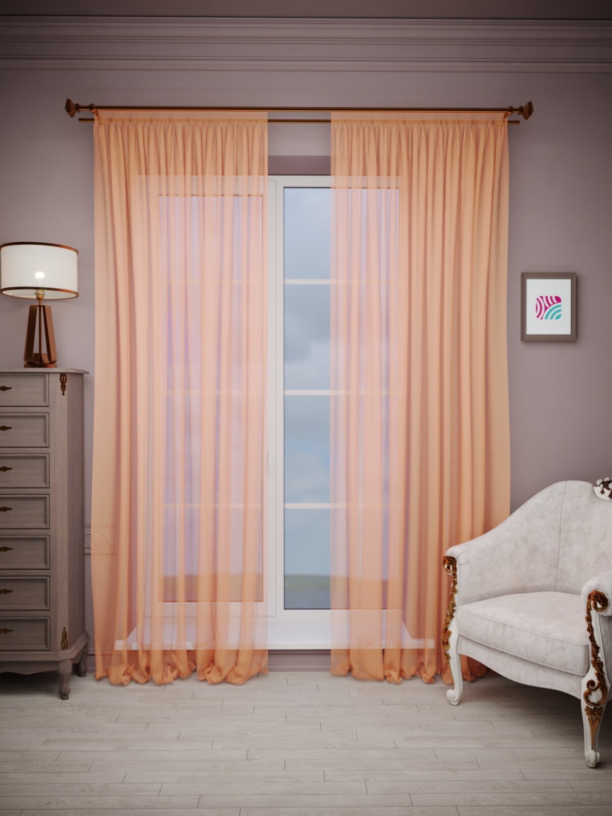 ВсеТканиТут Тюль"Вуаль дуэт" 150x240 коралловый 2шт