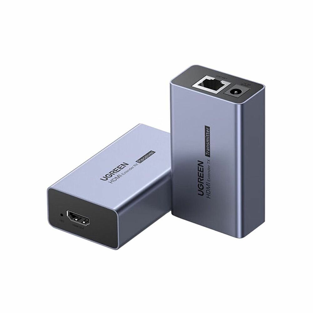 Удлинитель HDMI сигнала UGREEN CM609 (90811EU) HDMI Extender 50m Over a Single Cat5e/6 50m (EU). Цвет: серый