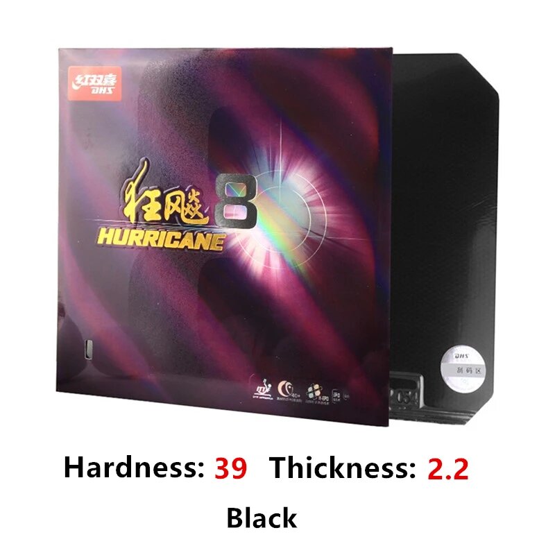 Резина для настольного тенниса DHS Hurricane 8 Black H39 T2.2