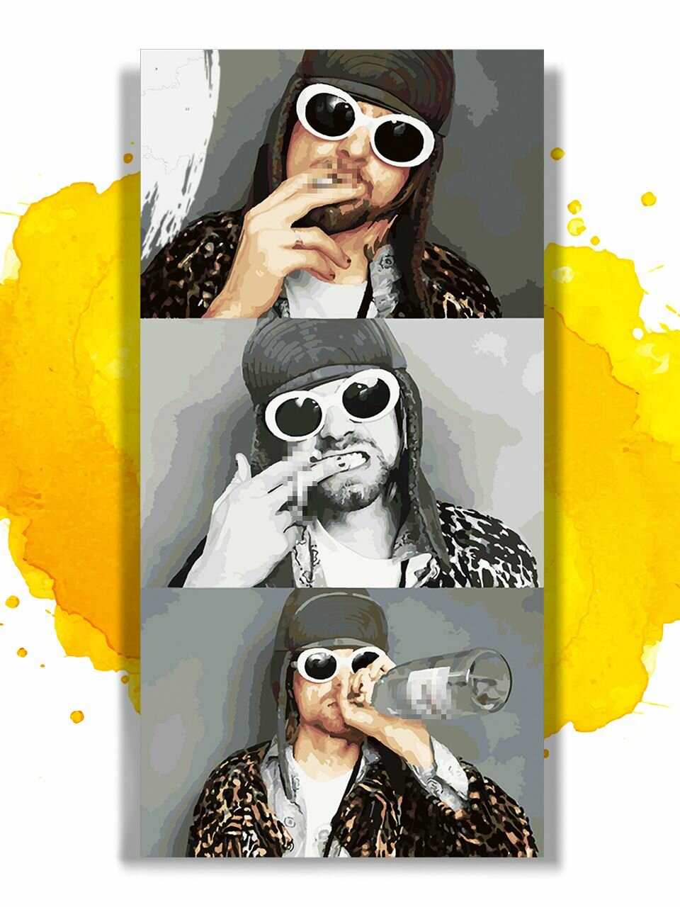 Картина по номерам на холсте Курт Кобейн в леопарде, 30 х 60 см