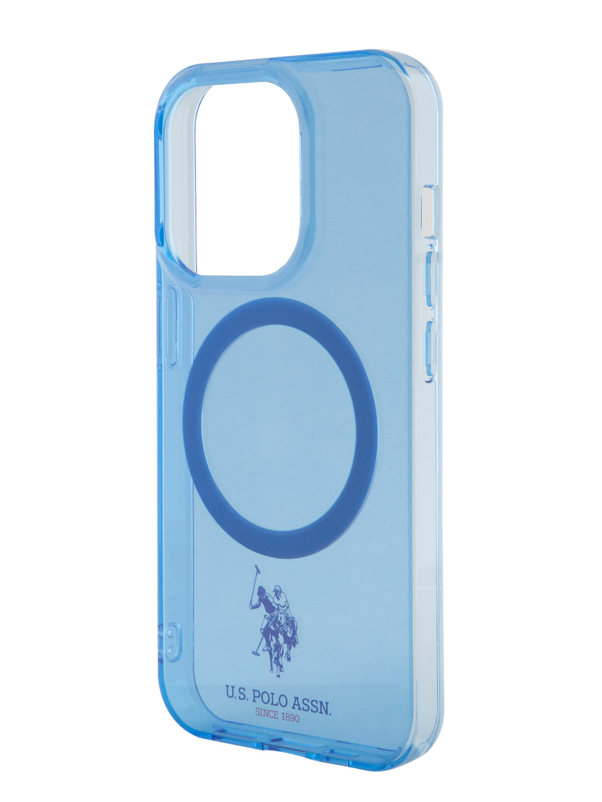 U.S. Polo для iPhone 15 Pro чехол PC/TPU Double Horse logo Hard Blue (MagSafe)