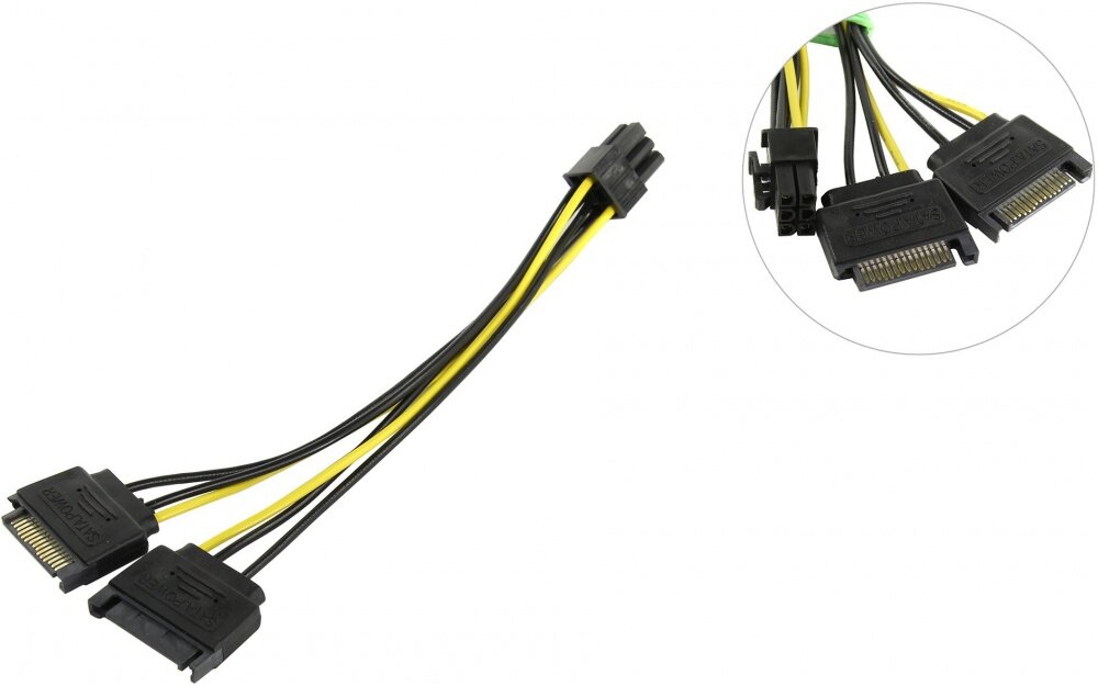 Переходник питания 2SATA M x 6pin