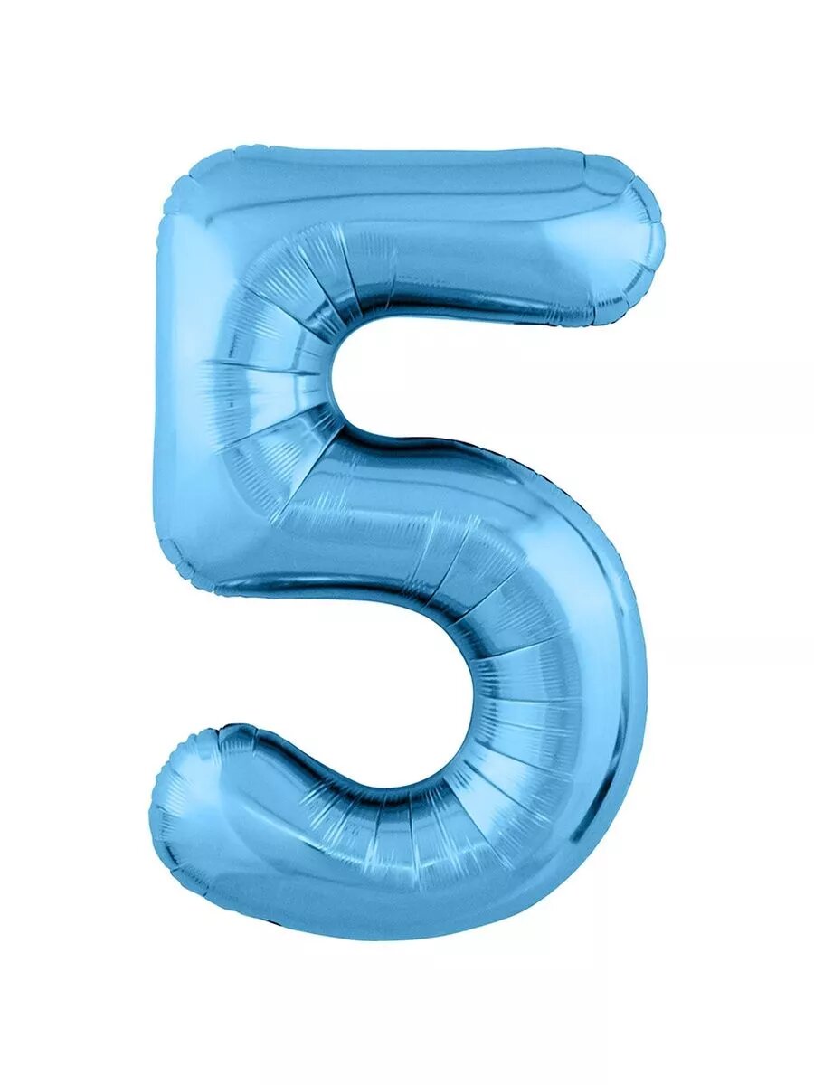 Шар фольгированный (40'/102 см) Цифра Slim Голубой №5 Agura