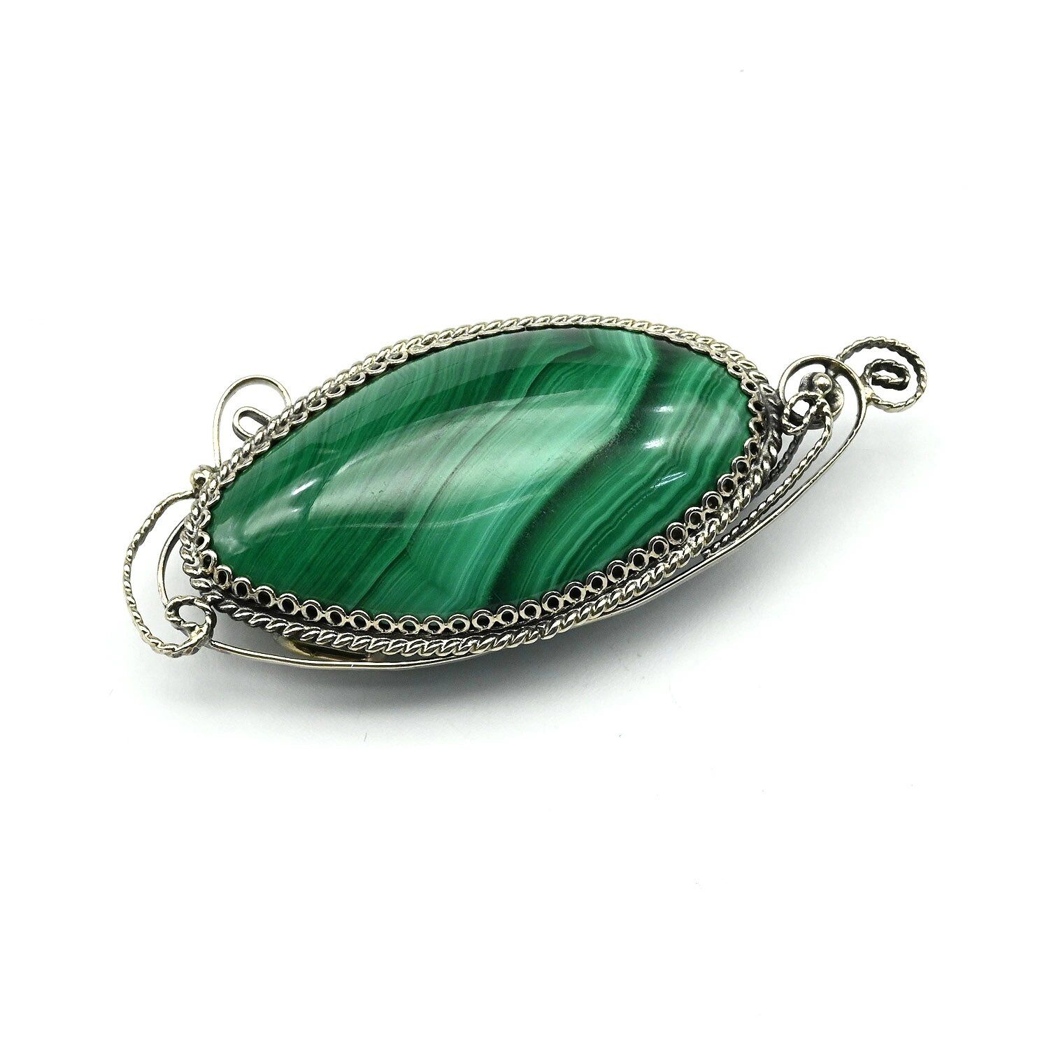 Брошь, малахит