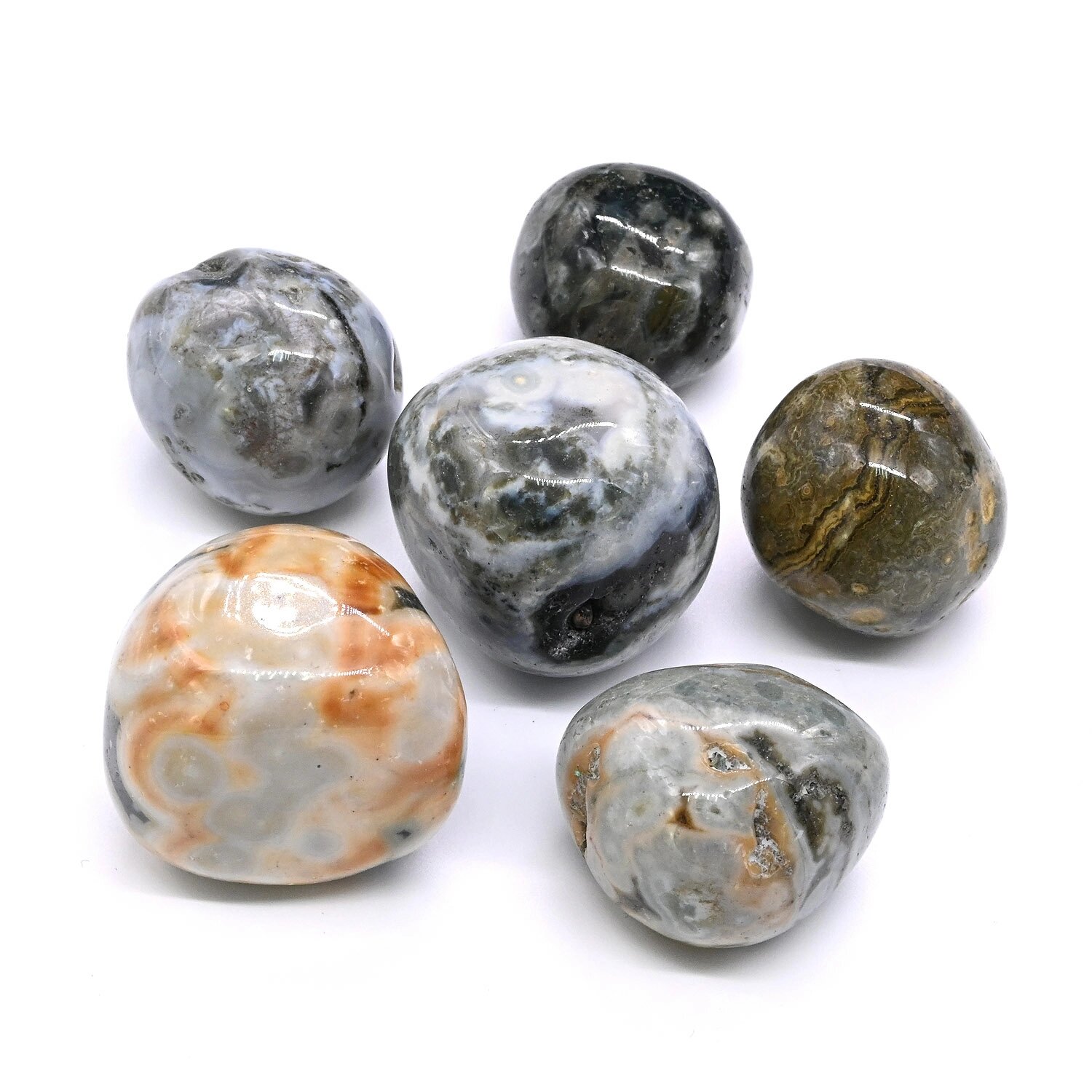 Яшма океаническая галтовка фракция 15-25мм, упаковка 100г .