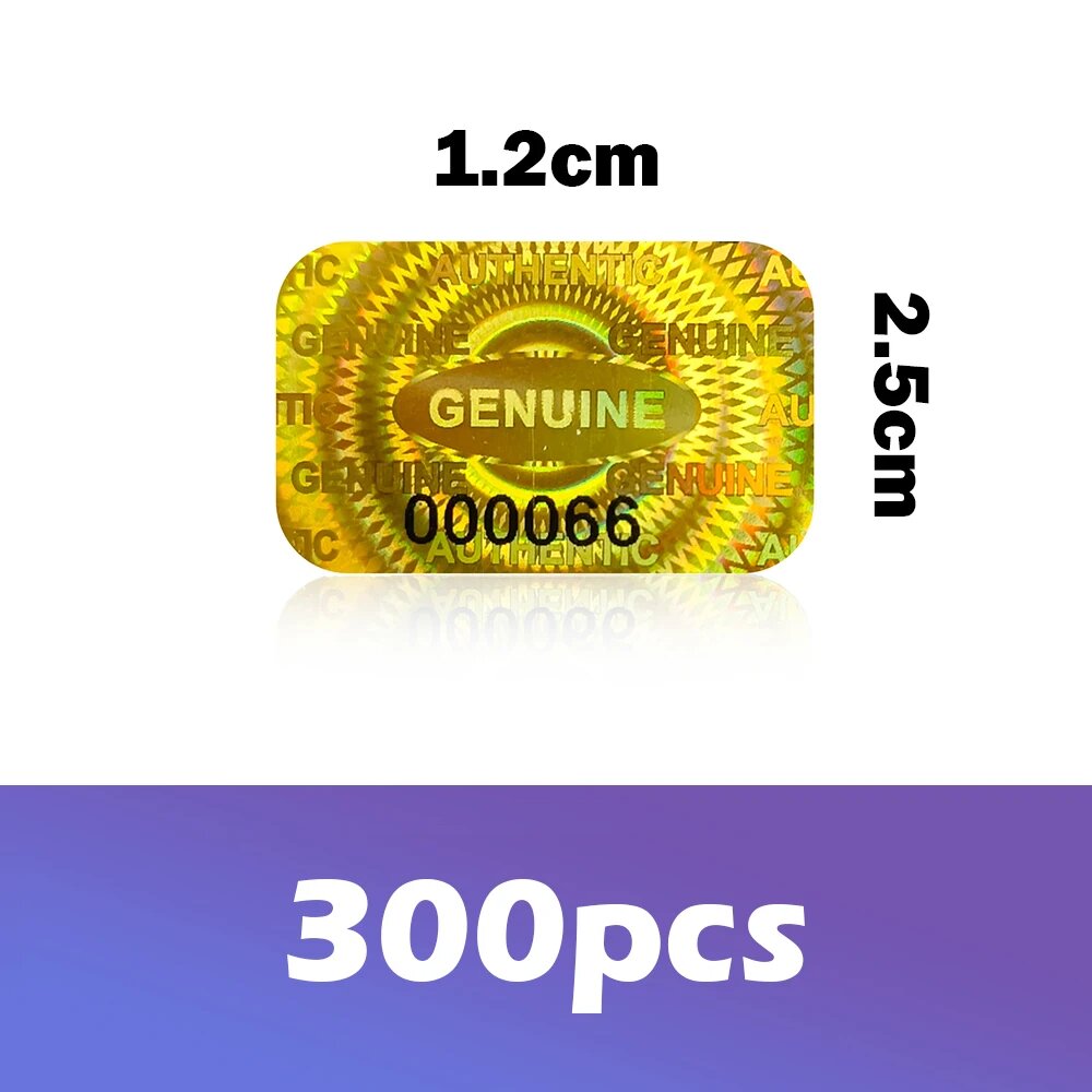 Голографические наклейки Genuine 1.2x2.5см, 300шт