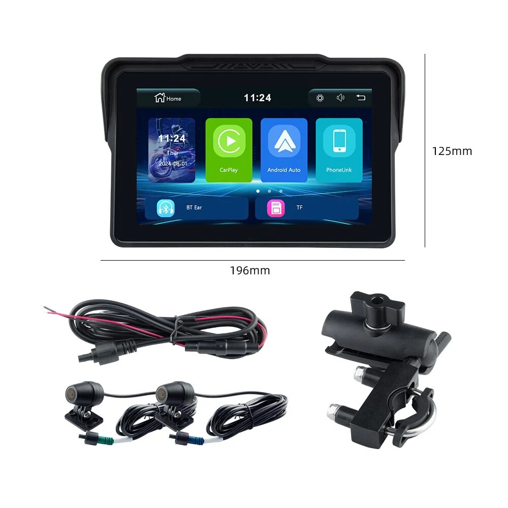 EKIY 7,0-дюймовый портативный цифровой мотоцикл приборная панель GPS-навигация экран монитор беспроводной CarPlay Moto Android Auto MTC-04-DVR