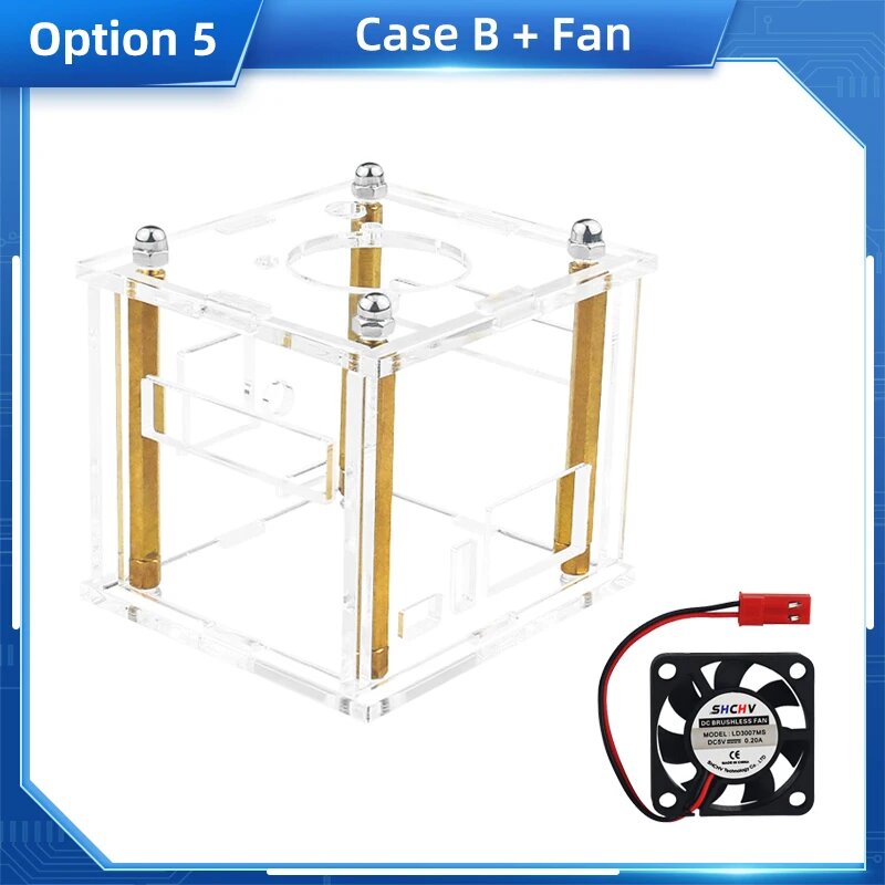 Прозрачный акриловый корпус для Orange Pi Zero 3 с вентилятором 5 CaseB Fan