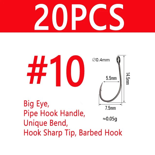 Bimoo крючки для нахлыста 20 шт. высокоуглеродистая сталь Красный, 20pcs size 10