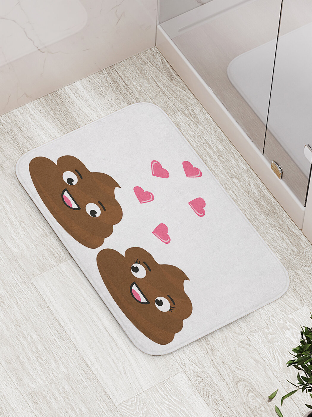 Коврик для ванной комнаты, туалета "Смайлики в любви" противоскользящий, 52х77 см, JoyArty