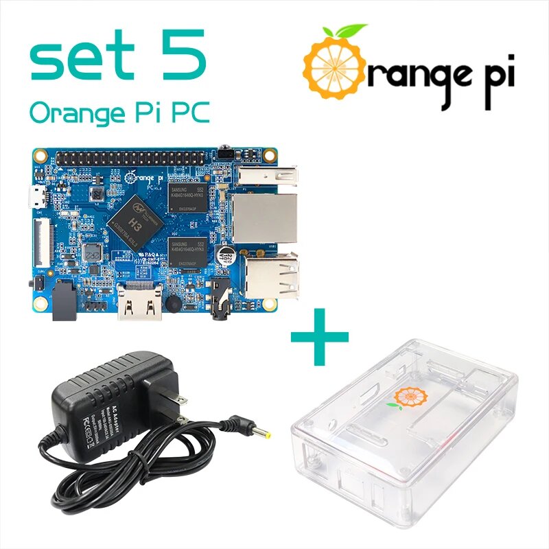 Orange Pi PC + прозрачный чехол ABS + блок питания, поддерживается Android, Ubuntu, Debian, одноплатная плата с открытым исходным кодом