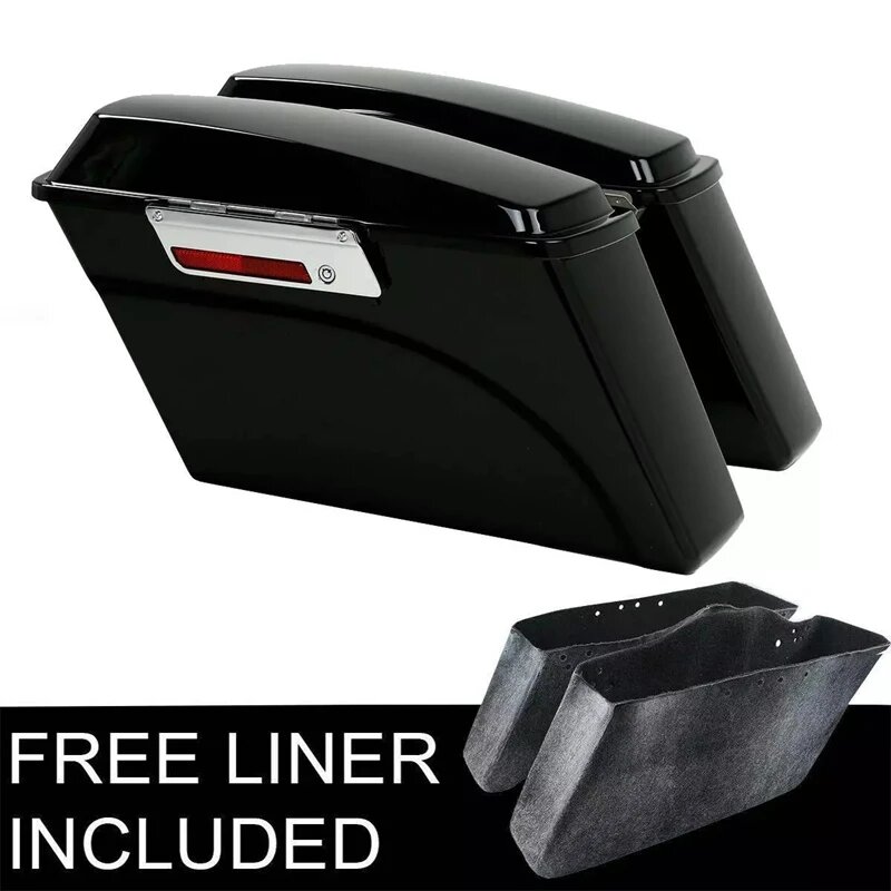 Мотоциклетные жесткие седельные сумки для Harley Touring Street Electra Glide Road King 1994-2013 гг, Black -Chrome Latch, Черный