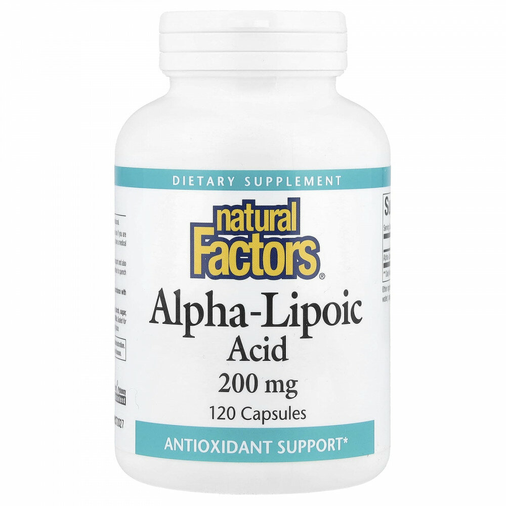 Natural Factors, альфа-липоевая кислота, 200 мг, 120 капсул