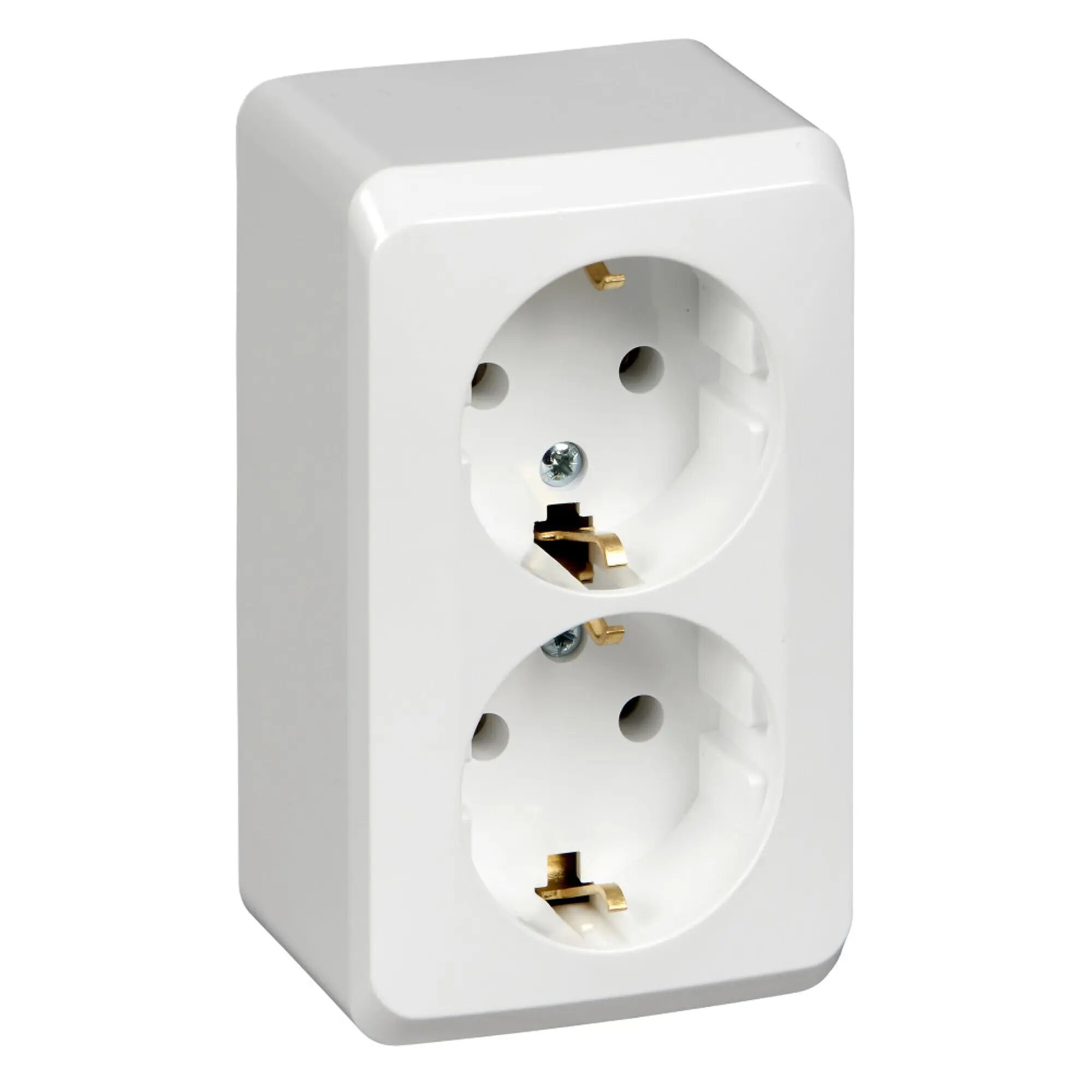 Systeme Electric Розетка двойная накладная Этюд с заземлением белый цвет для дома