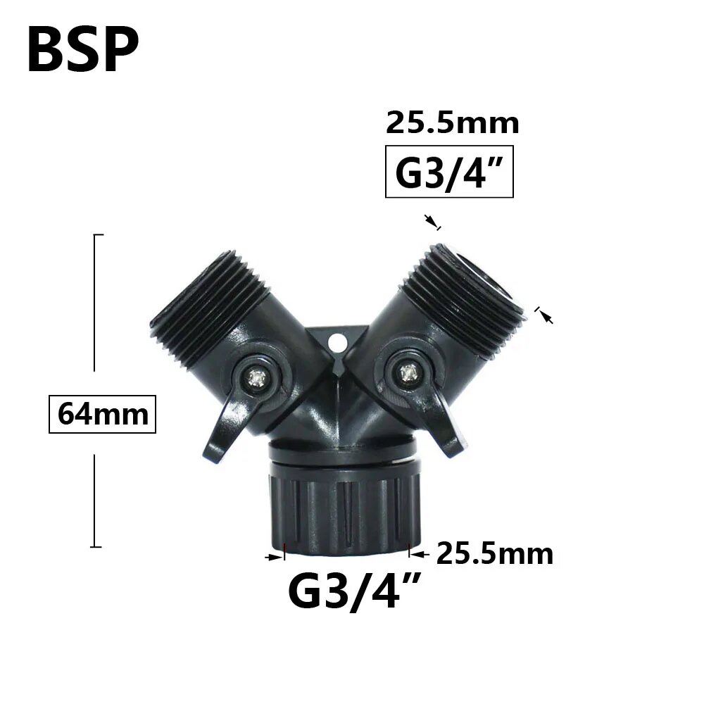 Соединитель для воды BSP 3/4", черный