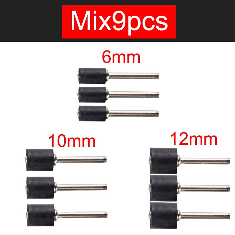 Насадки резиновые для шлифовального барабана, 3 мм/2,35 мм, 9 шт./10 шт. 2.35mm shank, mix 9pcs