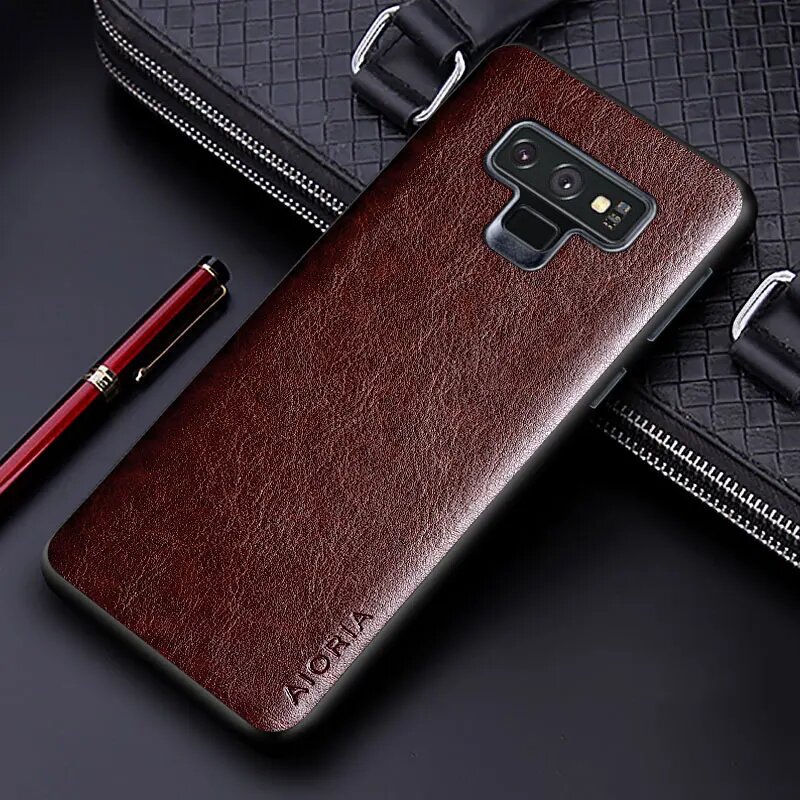 Коричневый чехол для Samsung Galaxy Note 9 из искусственной кожи