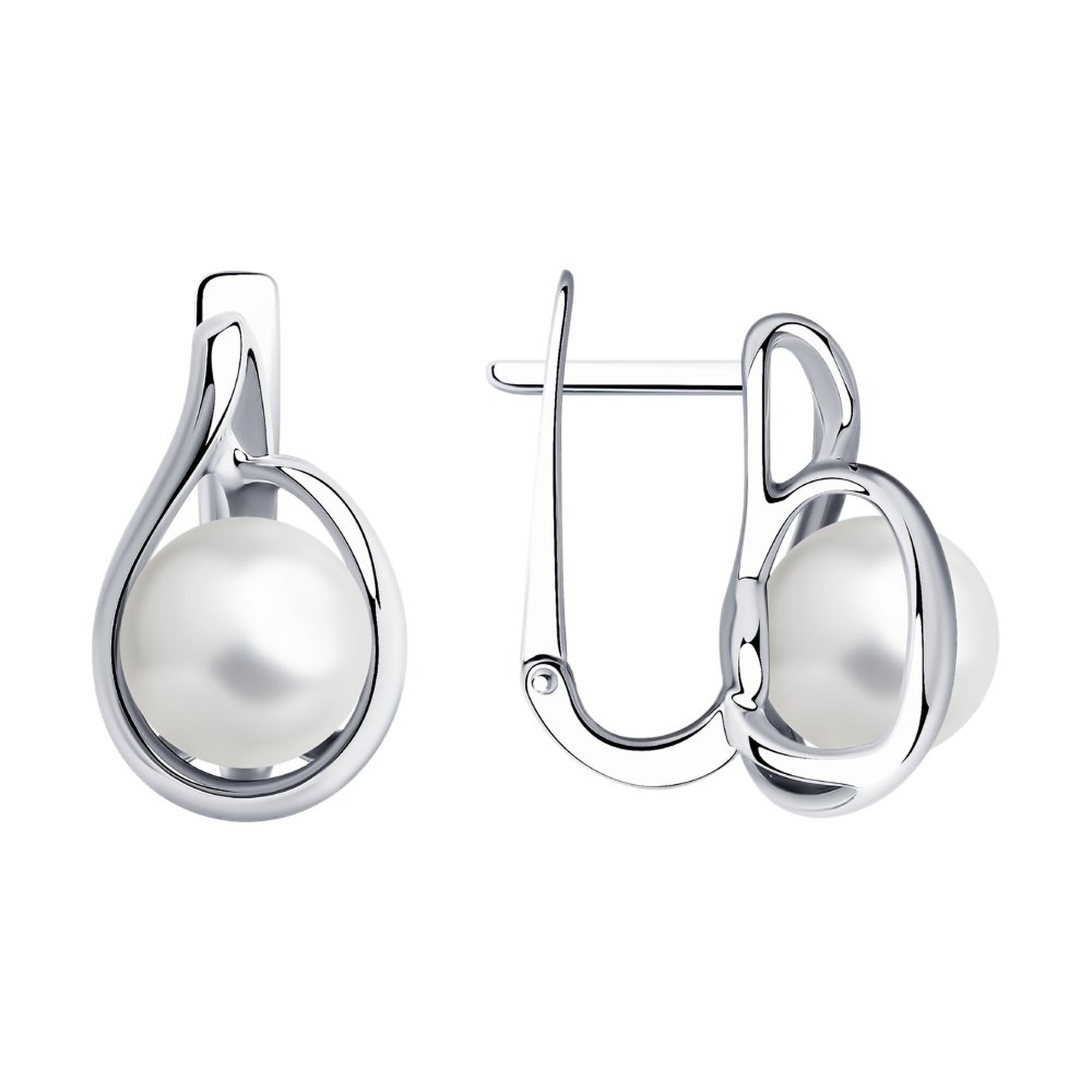 Серьги, серебро, 925 проба, родирование, жемчуг