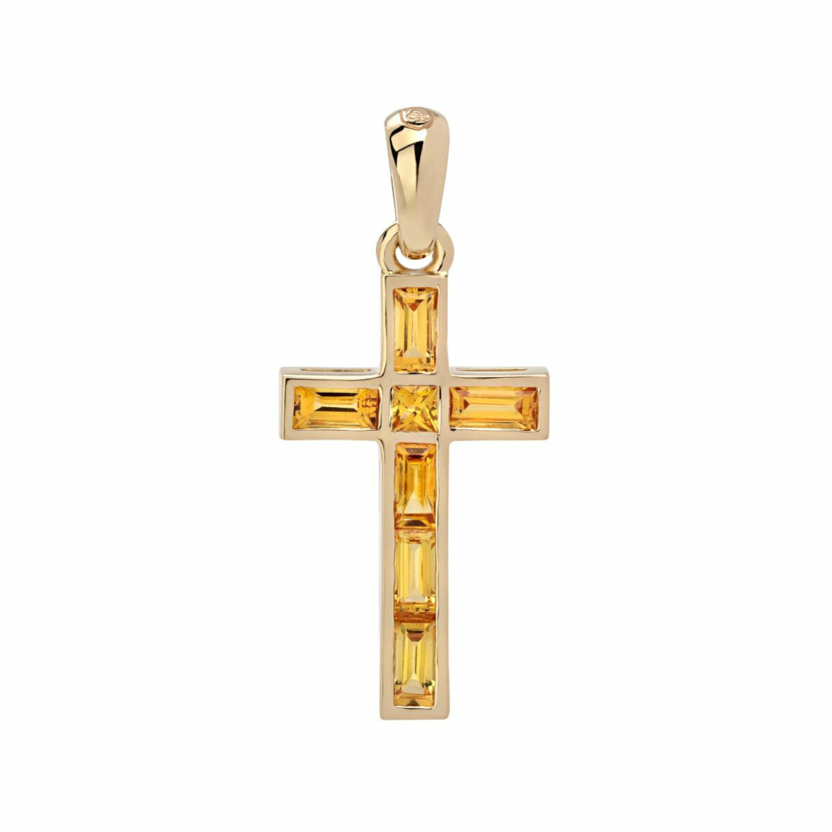 Подвеска, желтое золото, 585 проба, сапфир