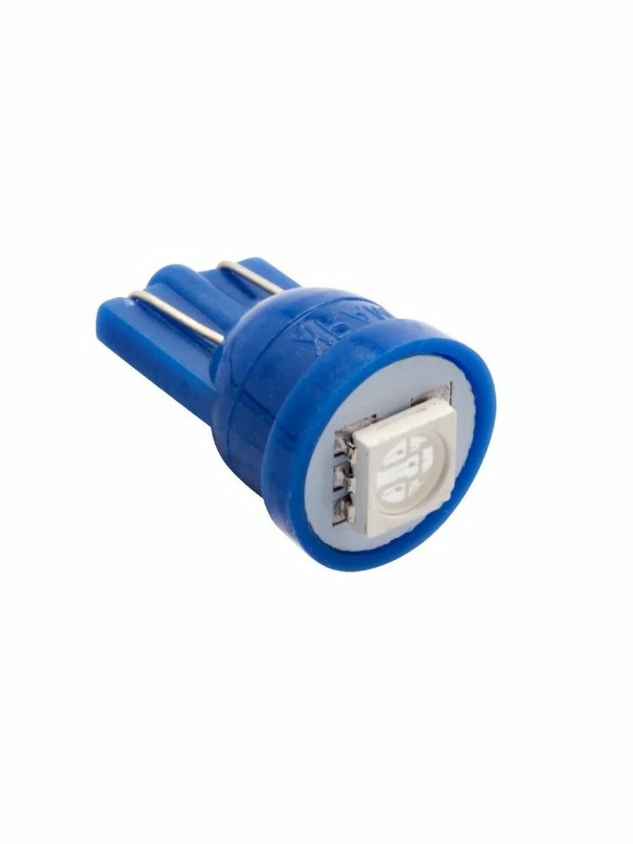 Лампа светодиодная сигнальная W5W W2.1x9.5d T10 Blue, Маяк 12T10B1SMD