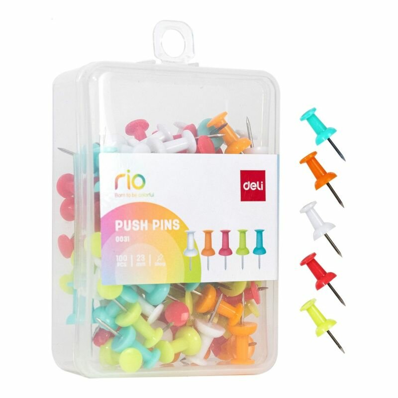 Deli Кнопки канцелярские, Гвоздики 23 мм, 100 шт в упаковке