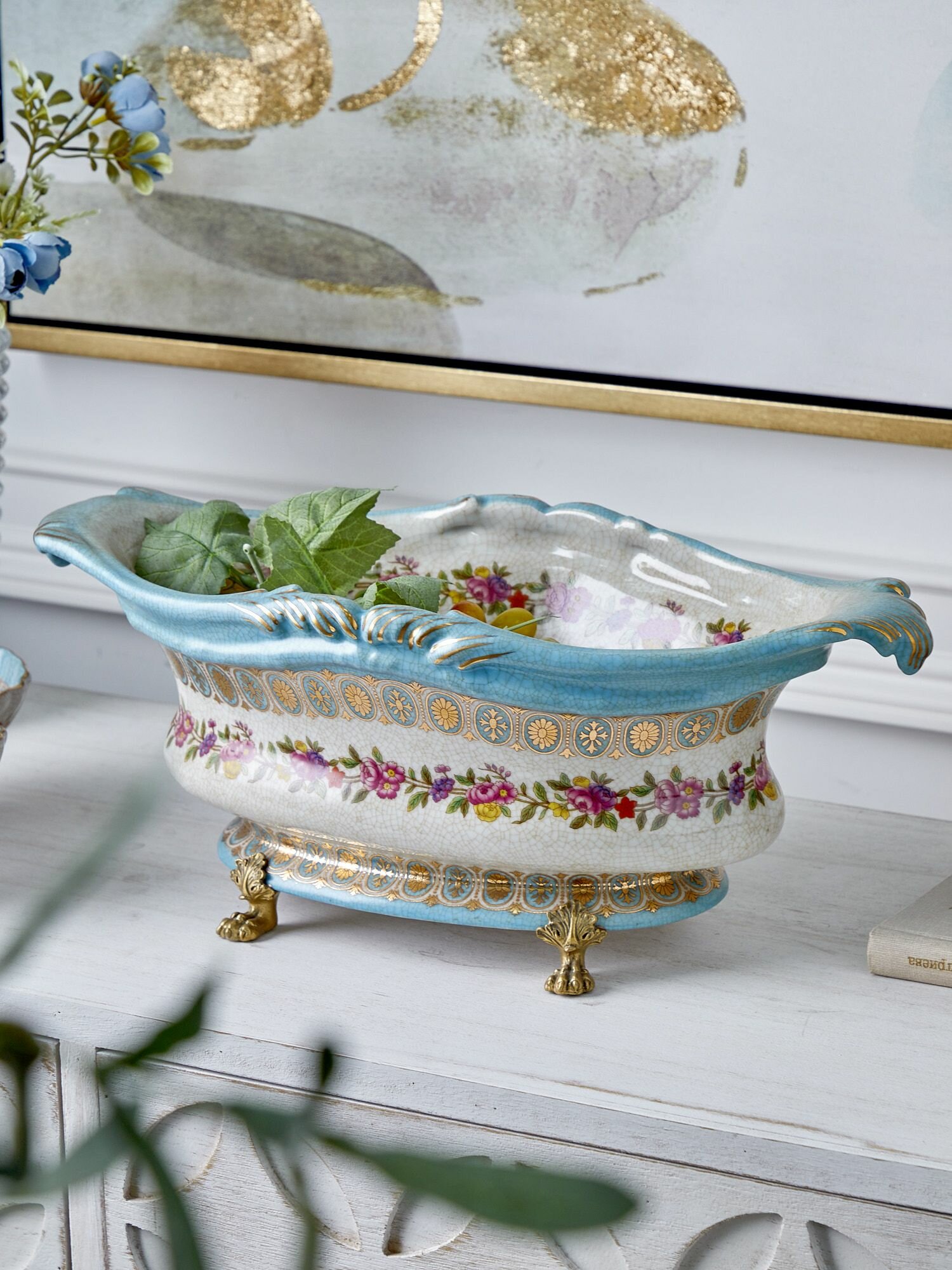 31G2634/D469FC/LD3002 Чаша декоративная 46х31х20см, Фарфор, бронза, Glasar