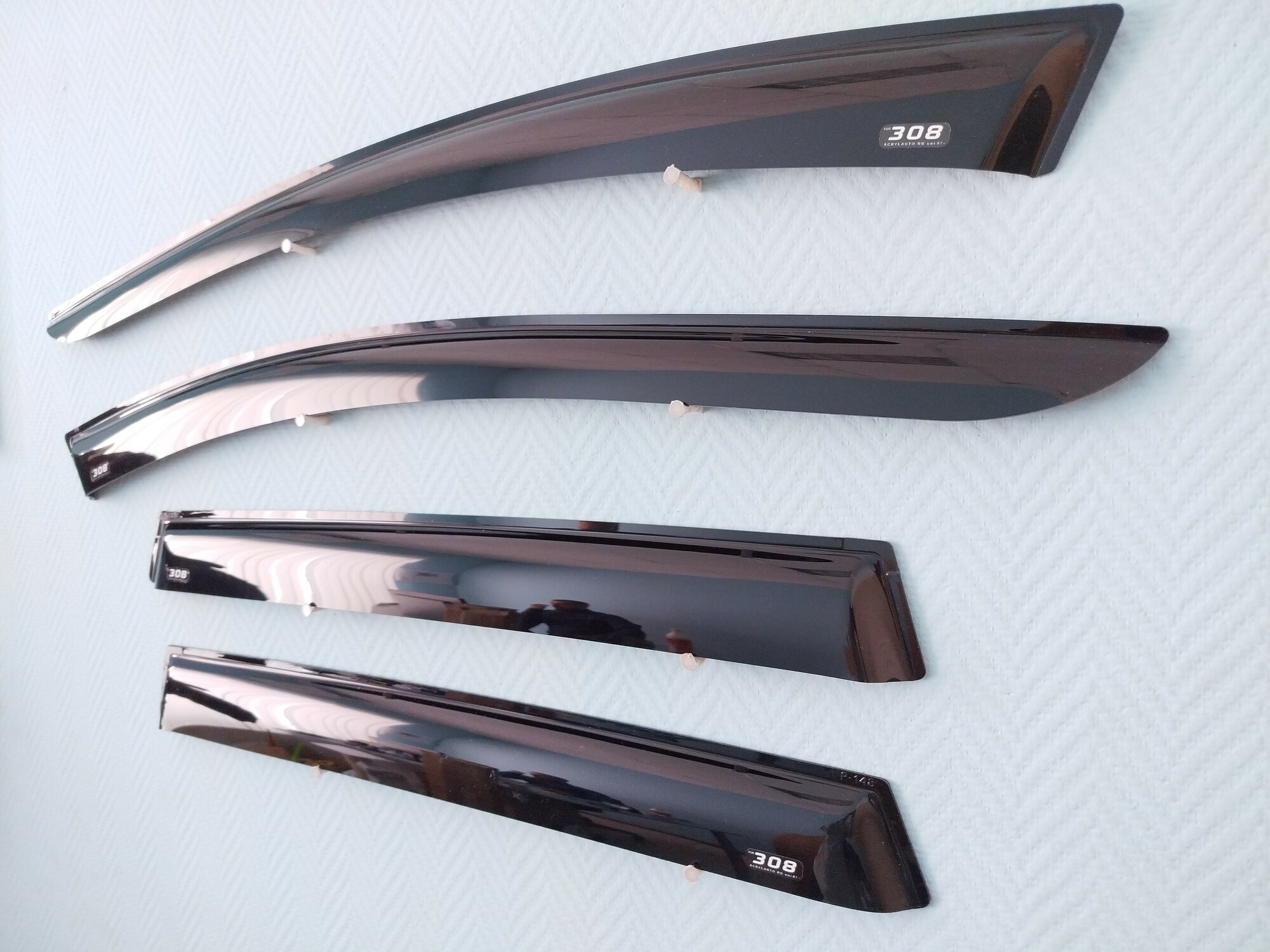 Дефлекторы окон Peugeot 308 с 2007 по 2015, универсал, к-т 4 шт, скотч 3M