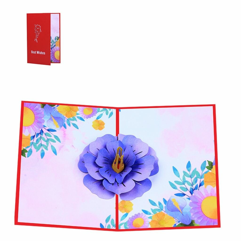 Креативная 3D стерео открытка-Фиолетовые цветы