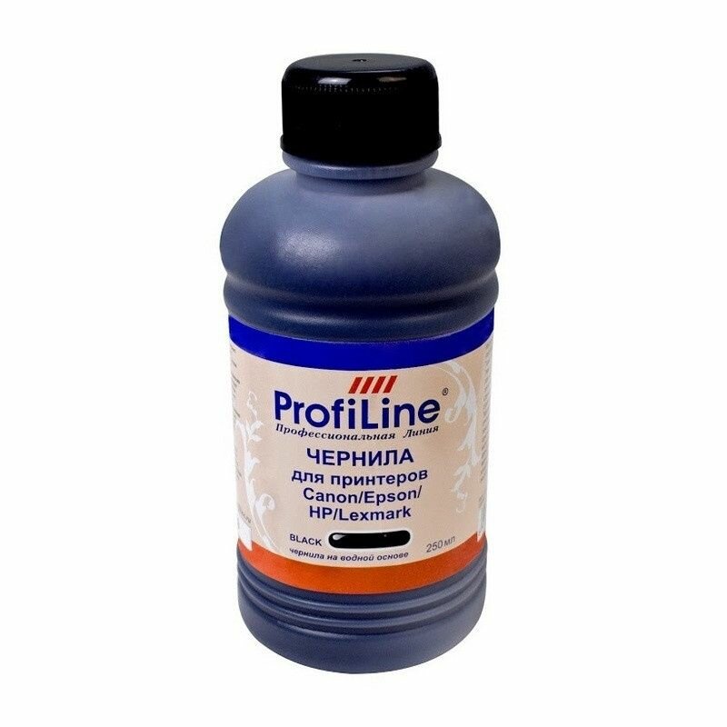 Чернила для принтера Profiline "Premium", черные, для Canon, Epson, HP, Lexmark, водные, 250 мл (PL_INK_U_C/E/H/L_BK_250ml)
