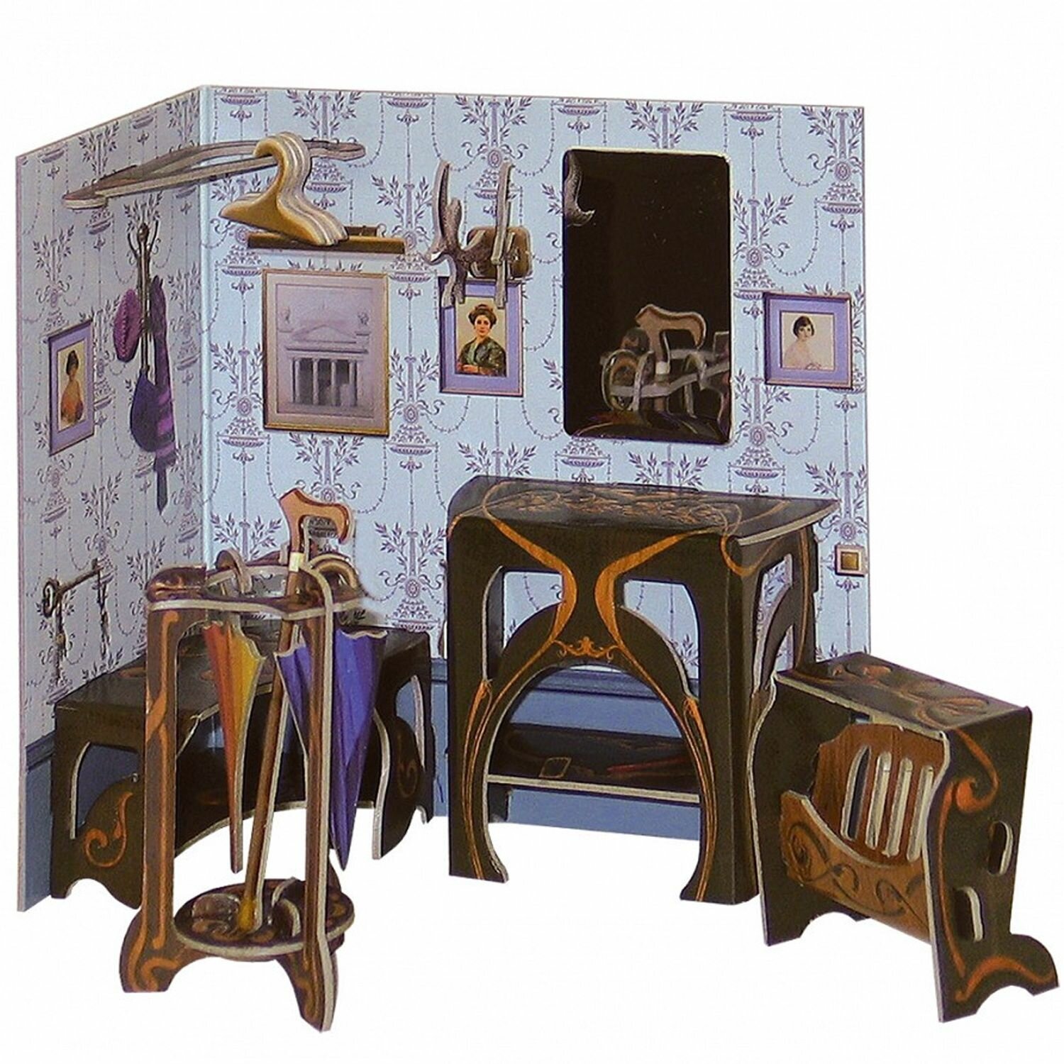 Пазл Умная Бумага "Прихожая", коллекционный набор мебели, объемный, картон