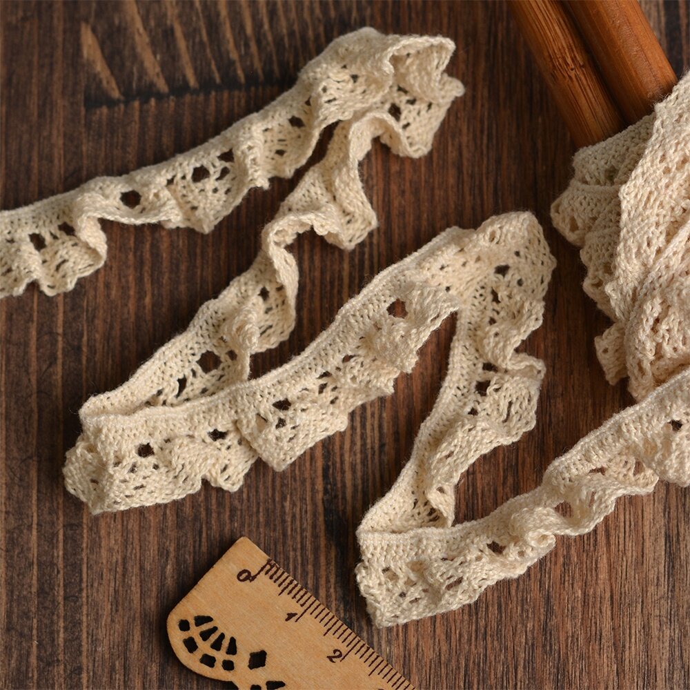 Тесьма Kruzhevo вязаная, на резинке, 17 мм, цвет 01 Натуральный, 10 м